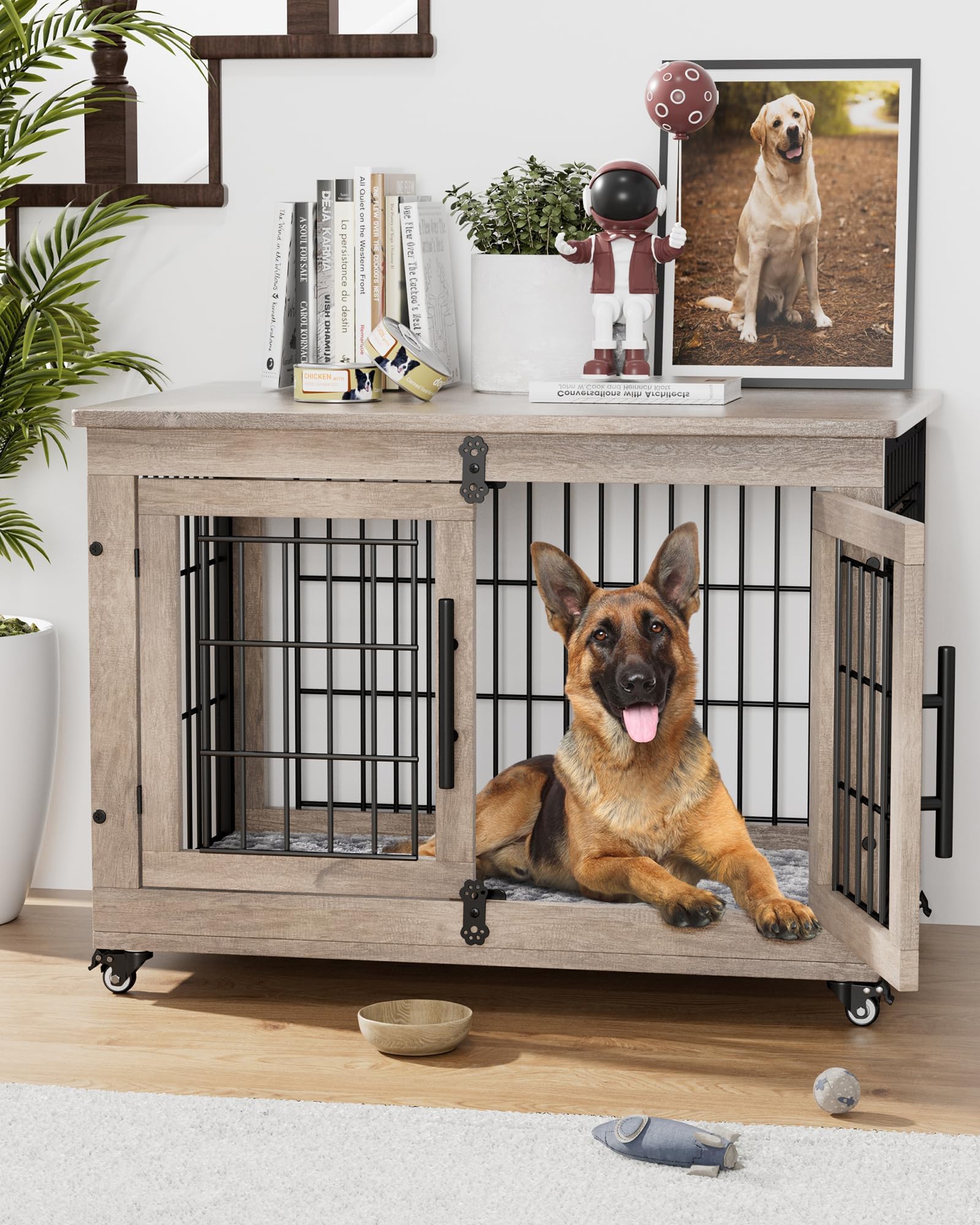 Amazon.com : DISHUP 35" Furniture Style Dog Crate, Wooden Dog Crate ...