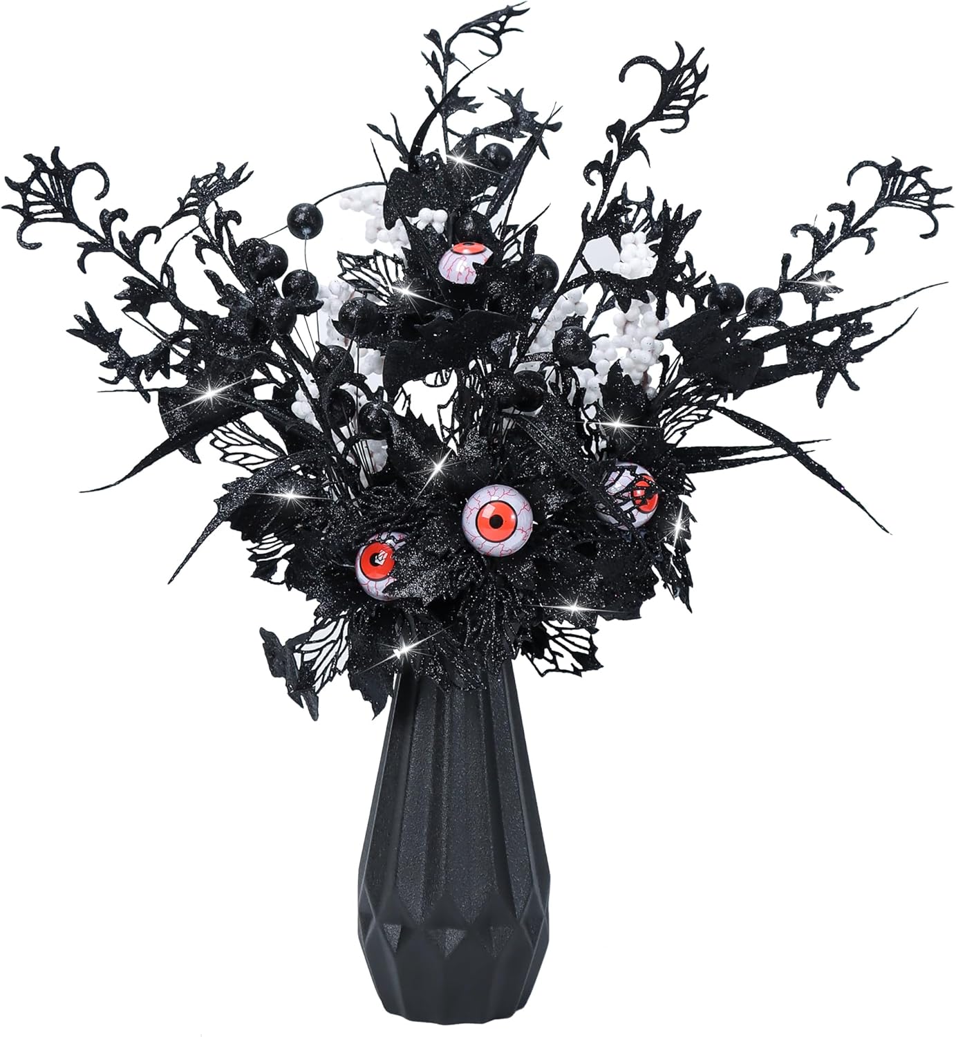 Shitailu Artificial Black Halloween Glitter Flowers Bat, Devil's Blood ...