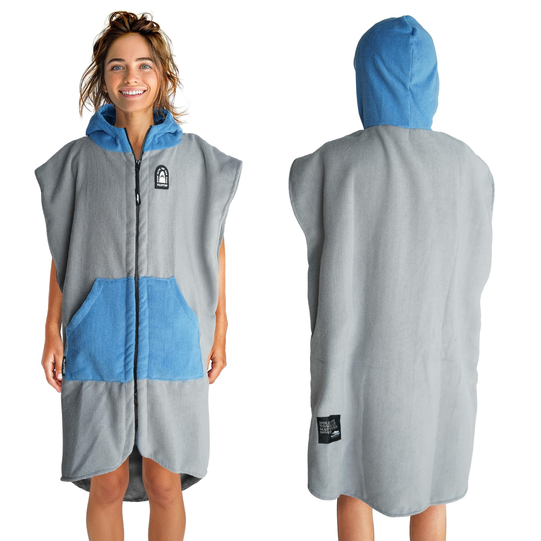 Amazon.com: Pilotfish Surf Poncho Hooded Changing Robe, Soft Cover-Up ...