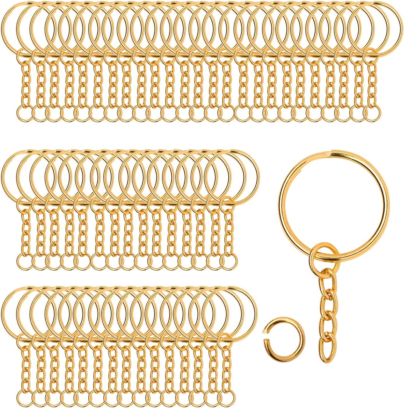 80PCS Key Chain Rings with Chain and 80PCS Open Jump Rings Metal Splits ...
