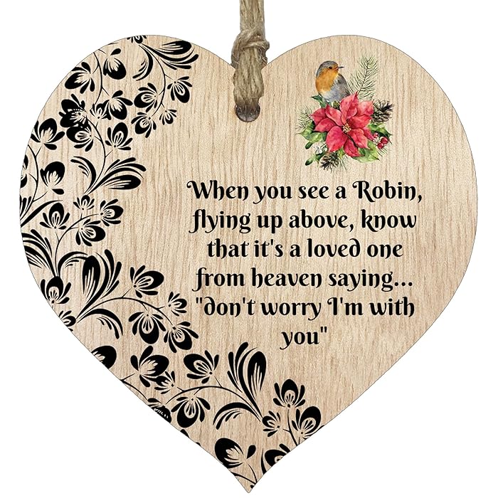 Buy Stuff4 When You See a Robin Hanging Wooden Heart Sign Plaque ...