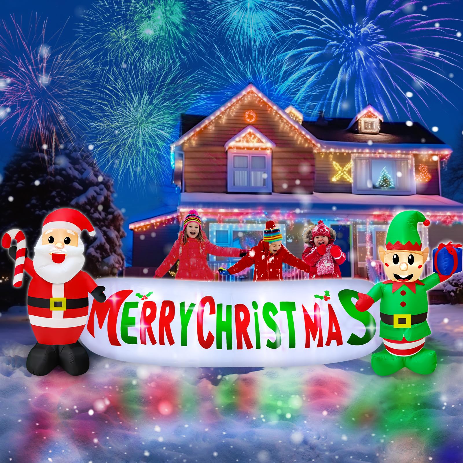 Amazon.com: TURNMEON 12 Ft Long Christmas Inflatable Merry Christmas ...