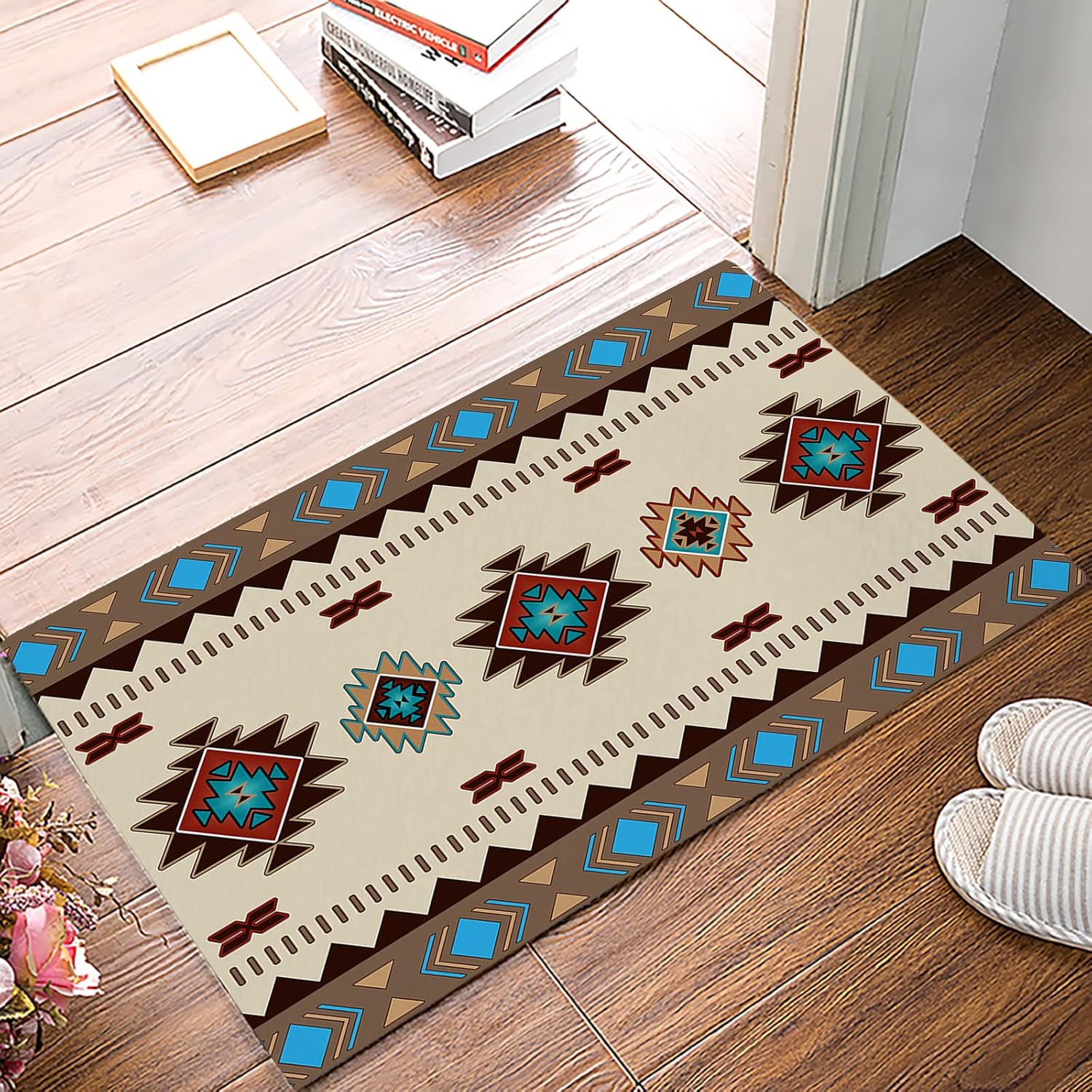 Amazon.com: Doormat Indoor Entrance Home Decor Door Mat, Blue Brown ...