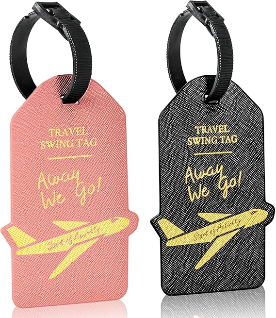 Alyvisun 2Pcs Luggage Tags, PU Suitcase Tags Baggage Labels Luggage Labels for Suitcases with ...