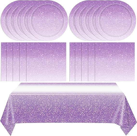 Amazon.com: 41Pcs Ombre Purple Party Decorations Disposable Party ...