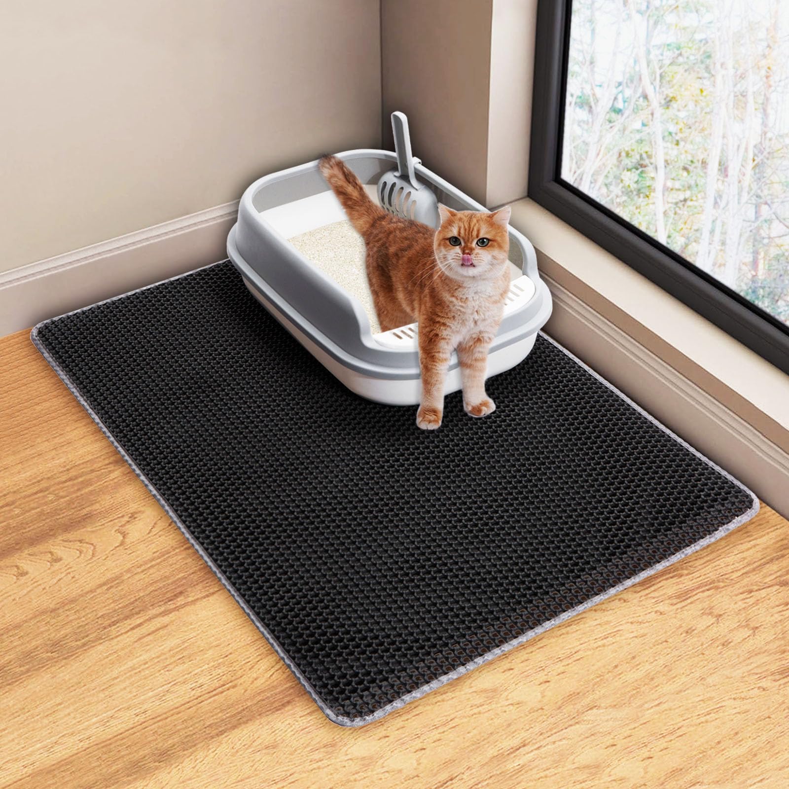 Amazon.com: Motsamla 2Pcs Cat Litter Mat, Litter Trapping Mat Soft on ...