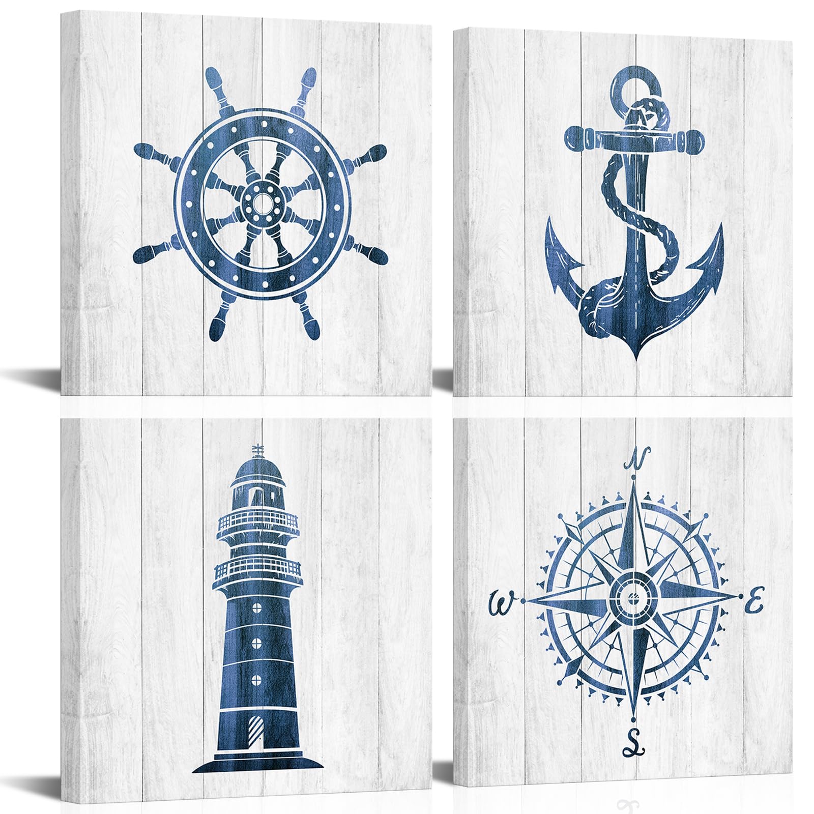 Amazon.com: VANSEEING Nautical Wall Art Beach Themed Anchor Lighthouse ...