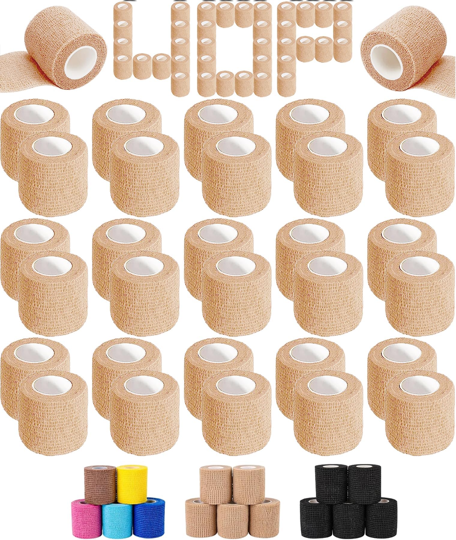 Amazon.com: 12 Pack Self Adherent Cohesive Wrap Bandages 2 Inches X 5 ...