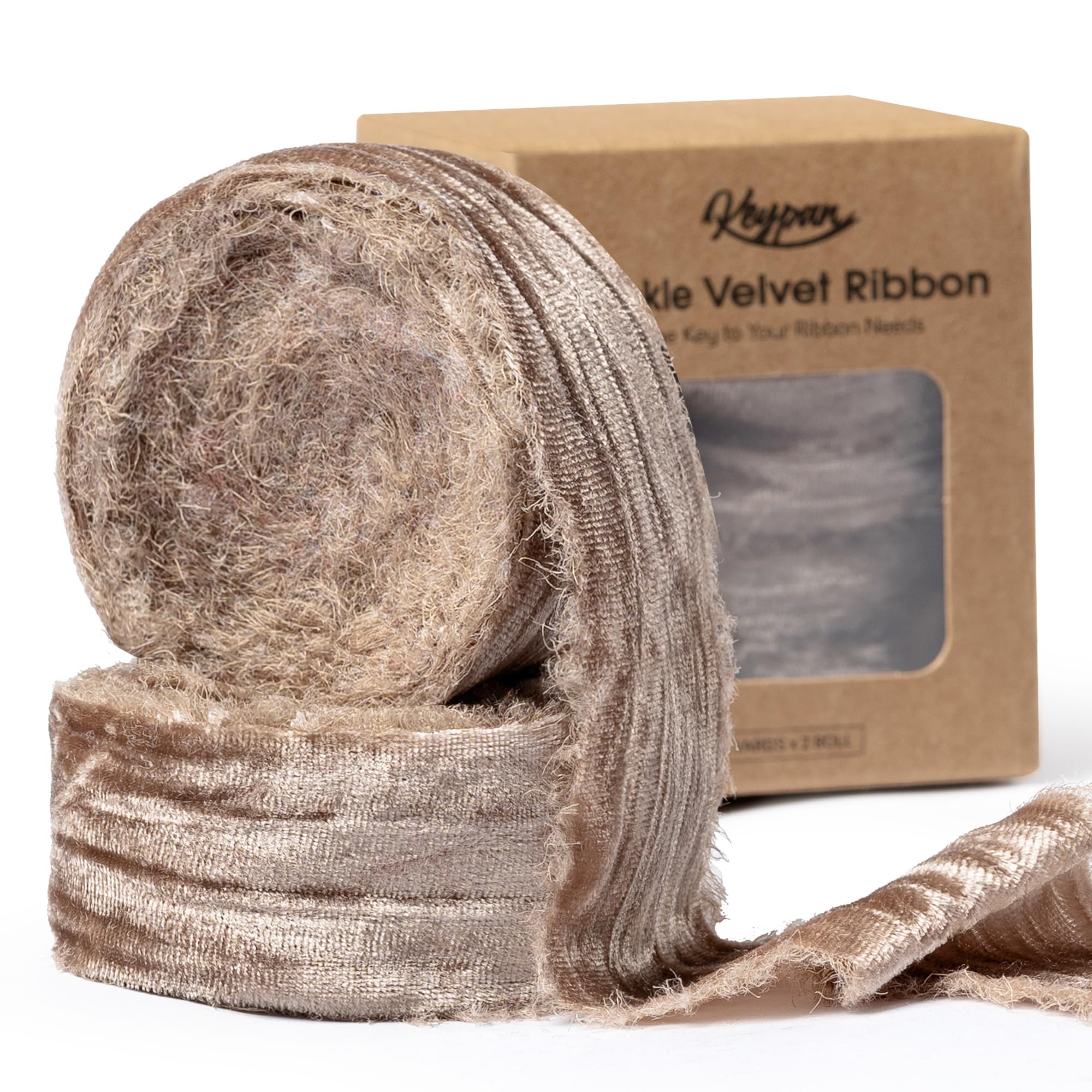 Amazon.com: Keypan Cappuccino Velvet Ribbon 1-1/2 Inch x 6 Yd Crinkled ...