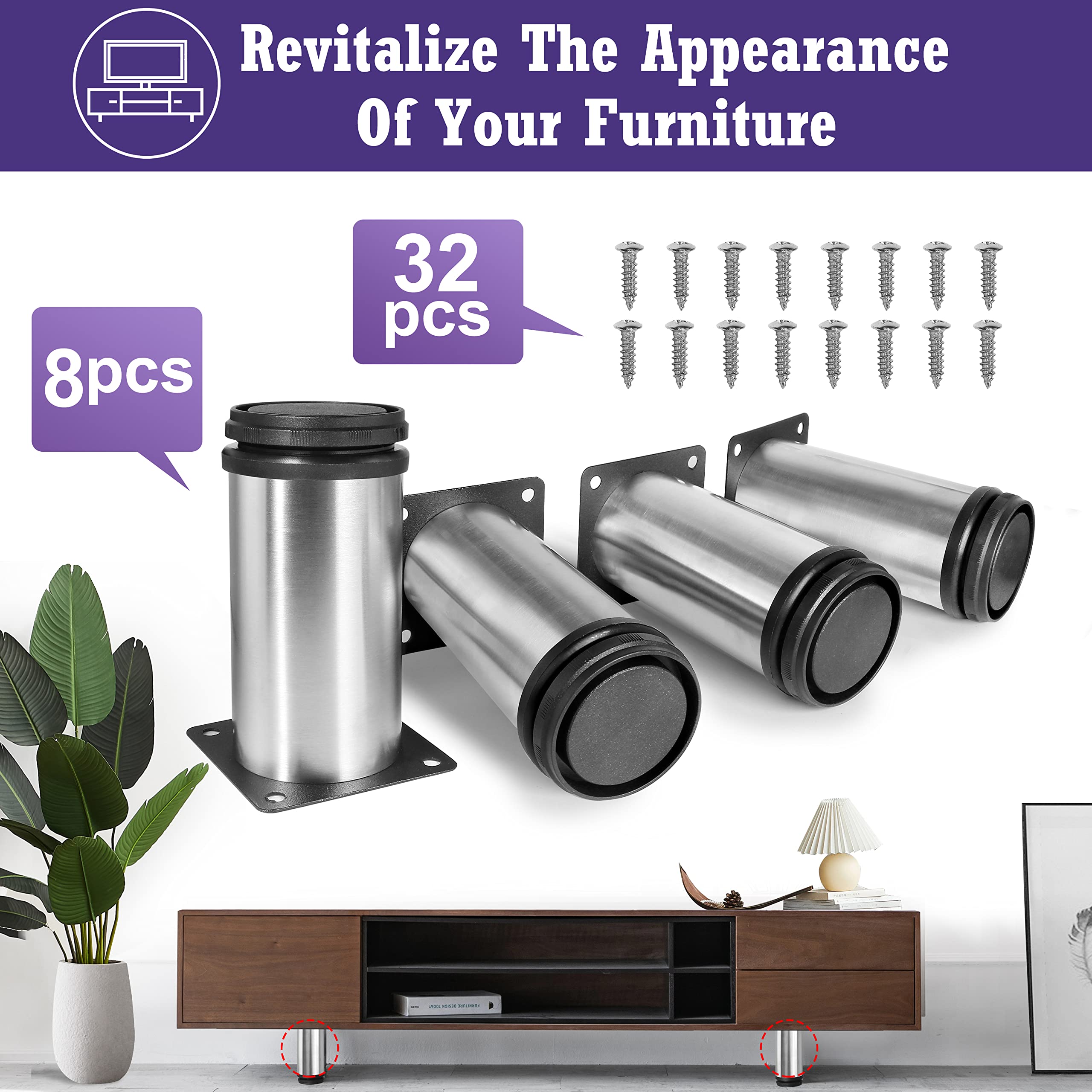 Snapklik.com : Masendelk 4 Inch Metal Furniture Legs Stainless Steel ...