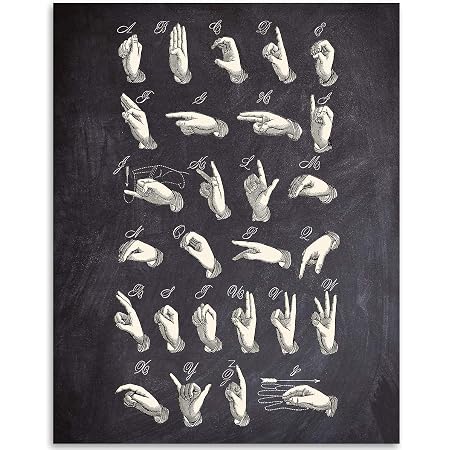Amazon.com : Aoevc Vintage Tin Sign ASL American Sign Language Alphabet ...