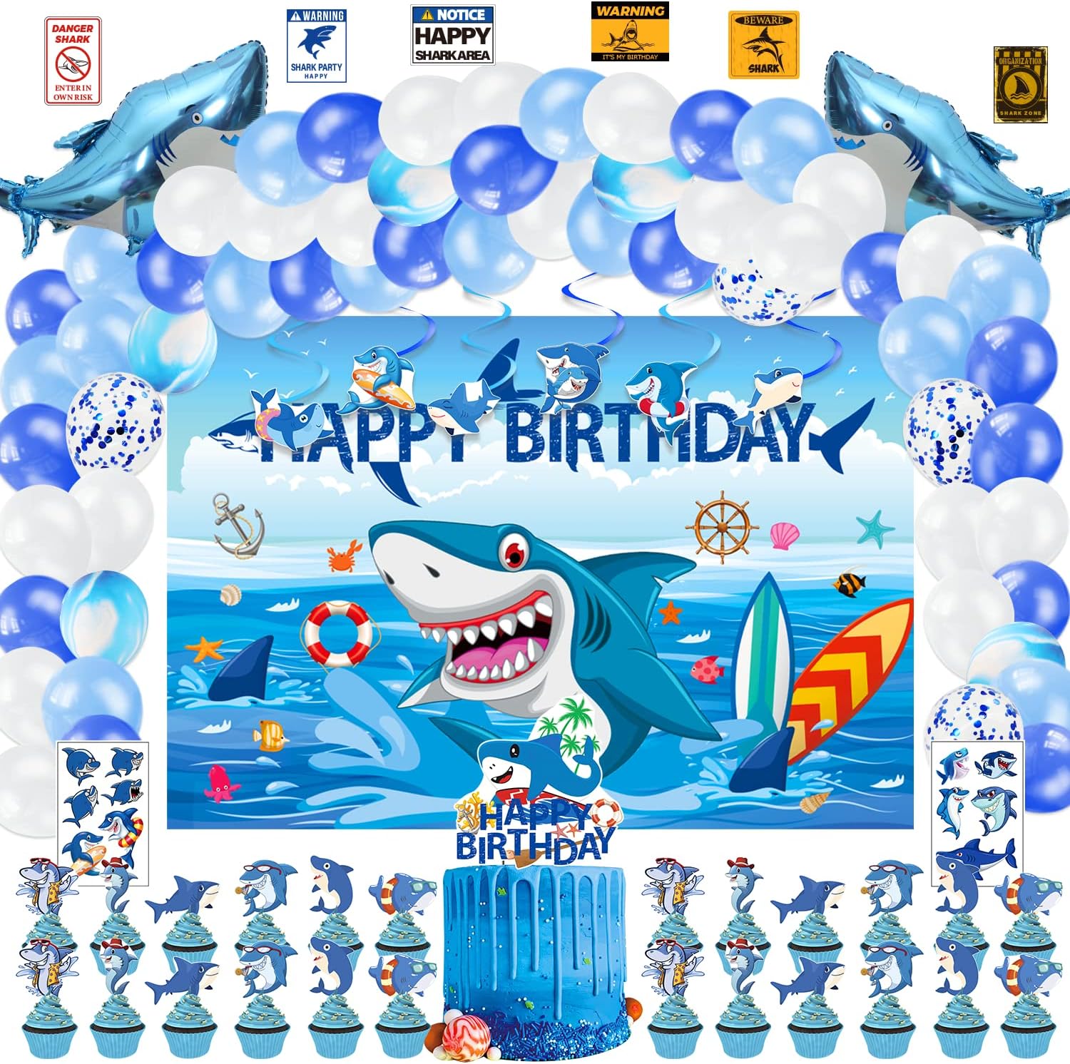 Shark Birthday Party Supplies - Backdrop, Cake & Australia | Ubuy