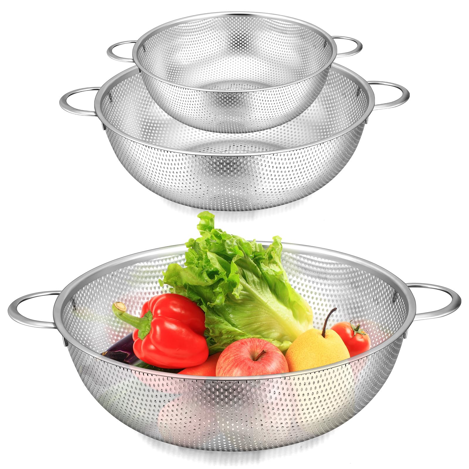 HaSteeL Stainless Steel Colander Set of 3, Micro-Perforated Metal ...