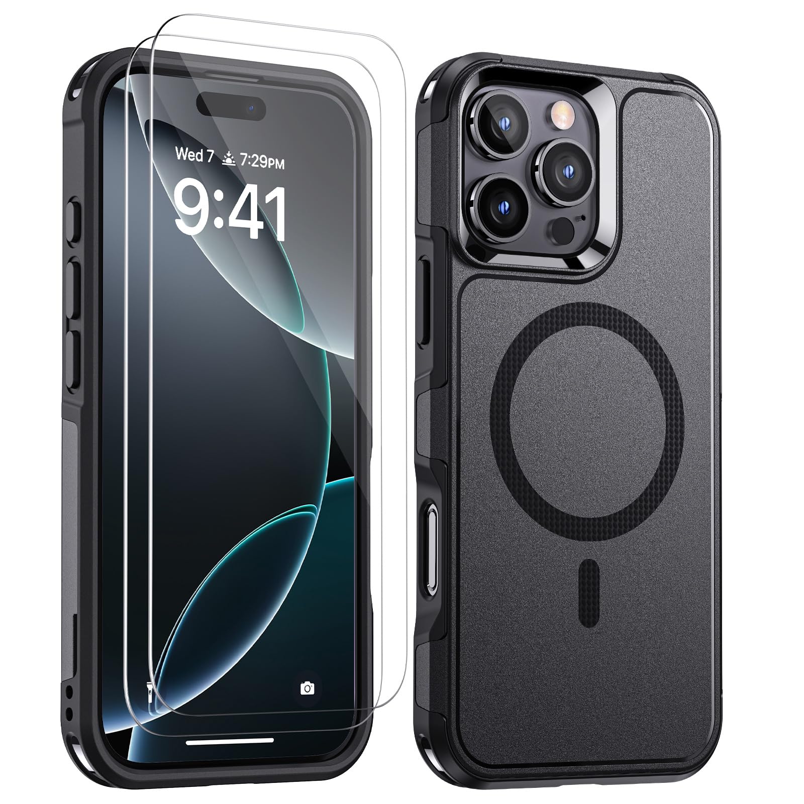 Lanhiem Magnetic for iPhone 16 Pro Max Case, [2 Pack Tempered Glass ...