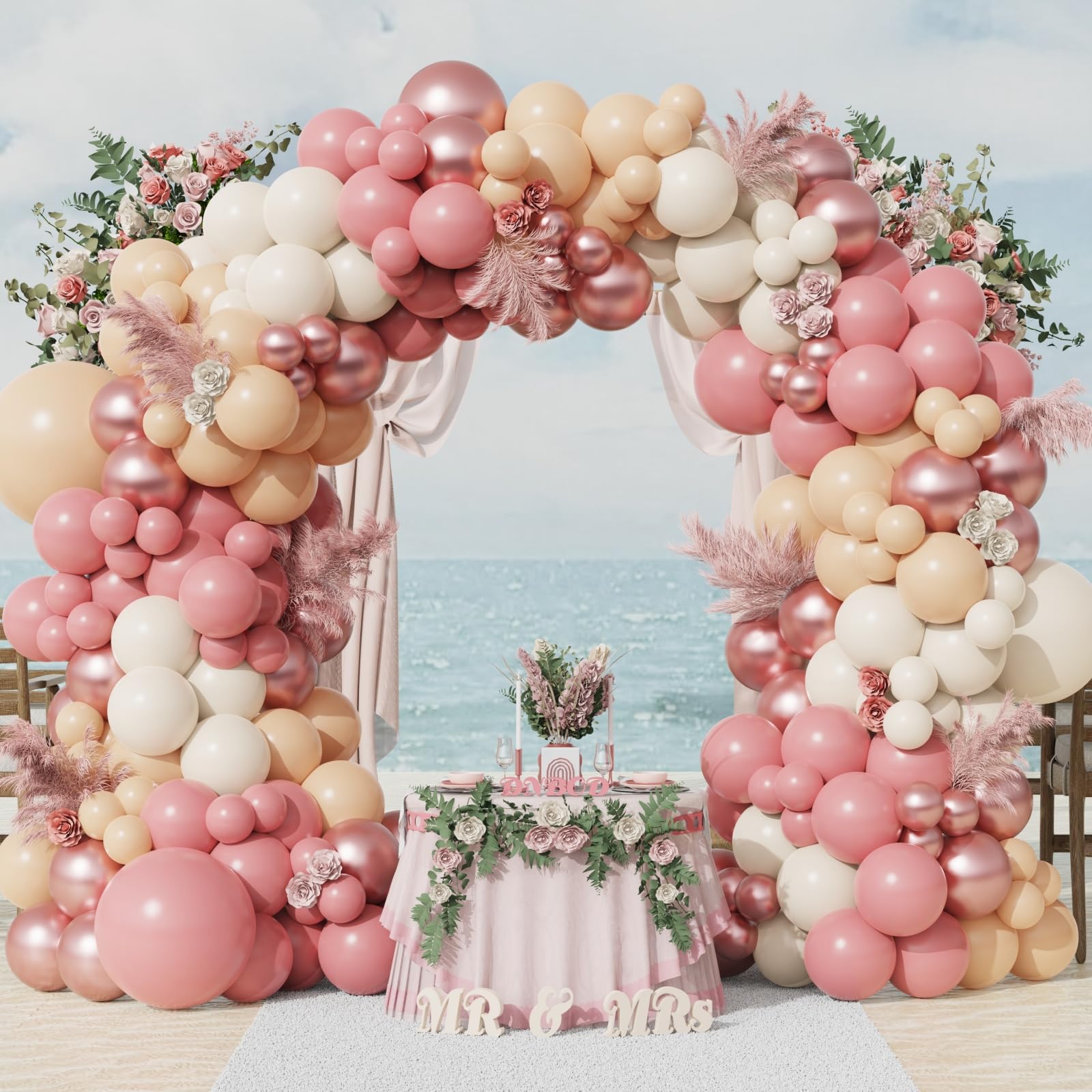 Amazon.com: DNBOD 183Pcs Blush Dusty Pink Rose Gold Balloon Arch Kit ...