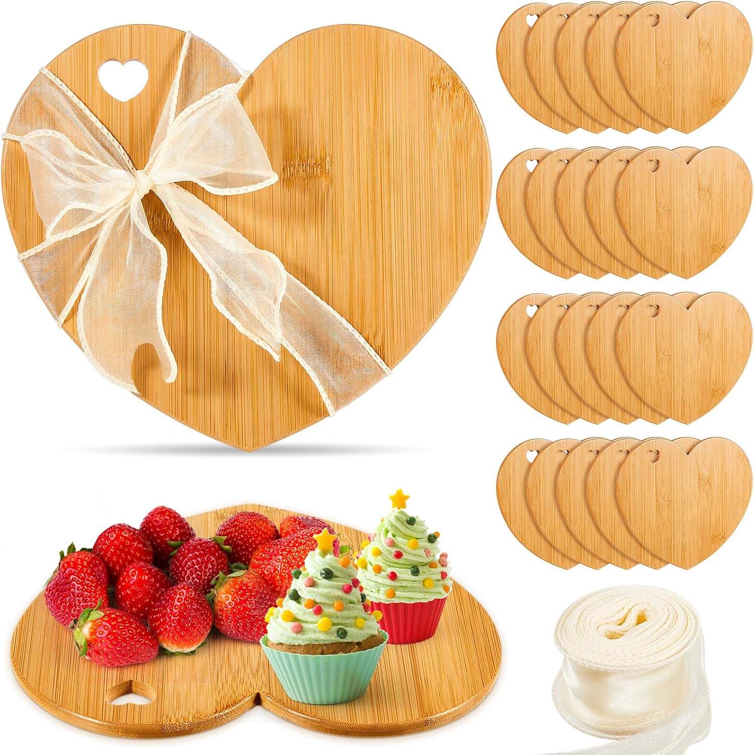 Amazon.com: Layhit 20 Pcs Heart Shaped Cutting Boards Bulk Valentine's ...