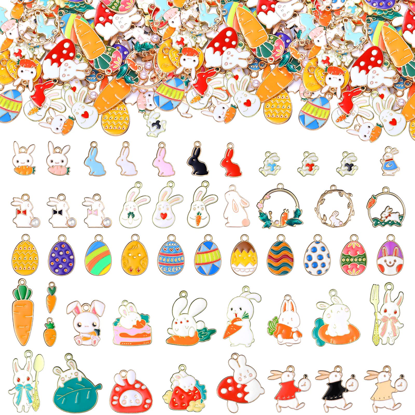 Amazon.com: Kingdder Easter Charms for Jewelry Making Bunny Charms ...