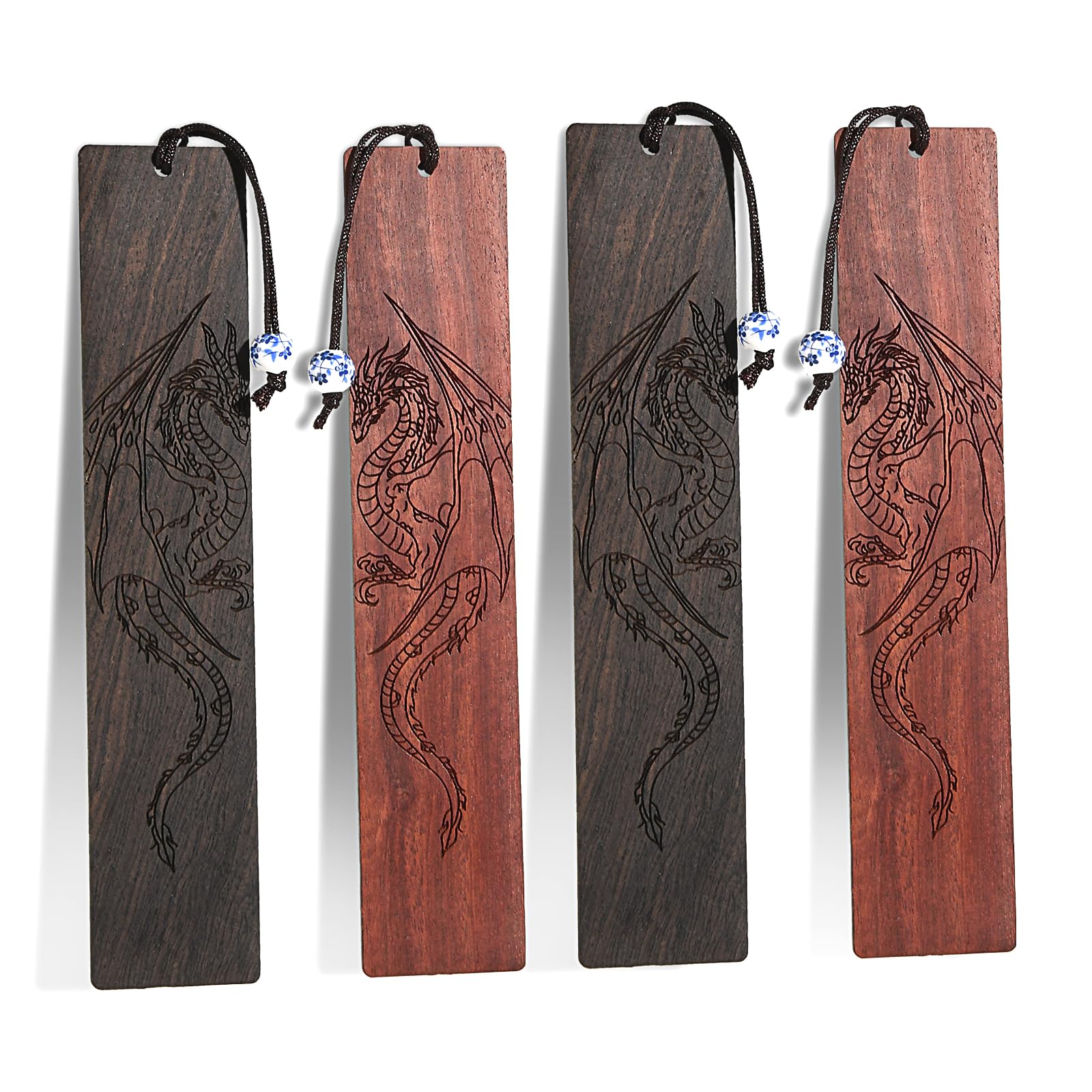 Amazon.com: Dragon Bookmark, Aster 4 Pcs Wood Bookmarks Gift Bookmarks ...