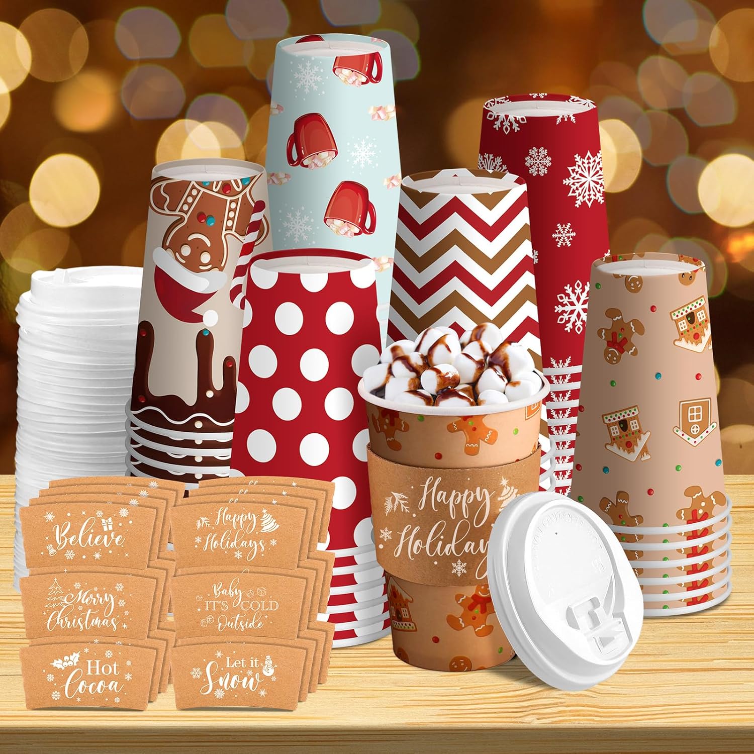 Amazon.com: Suttmin 36 Sets/ 108 Pcs Christmas Paper Cups 16 oz ...