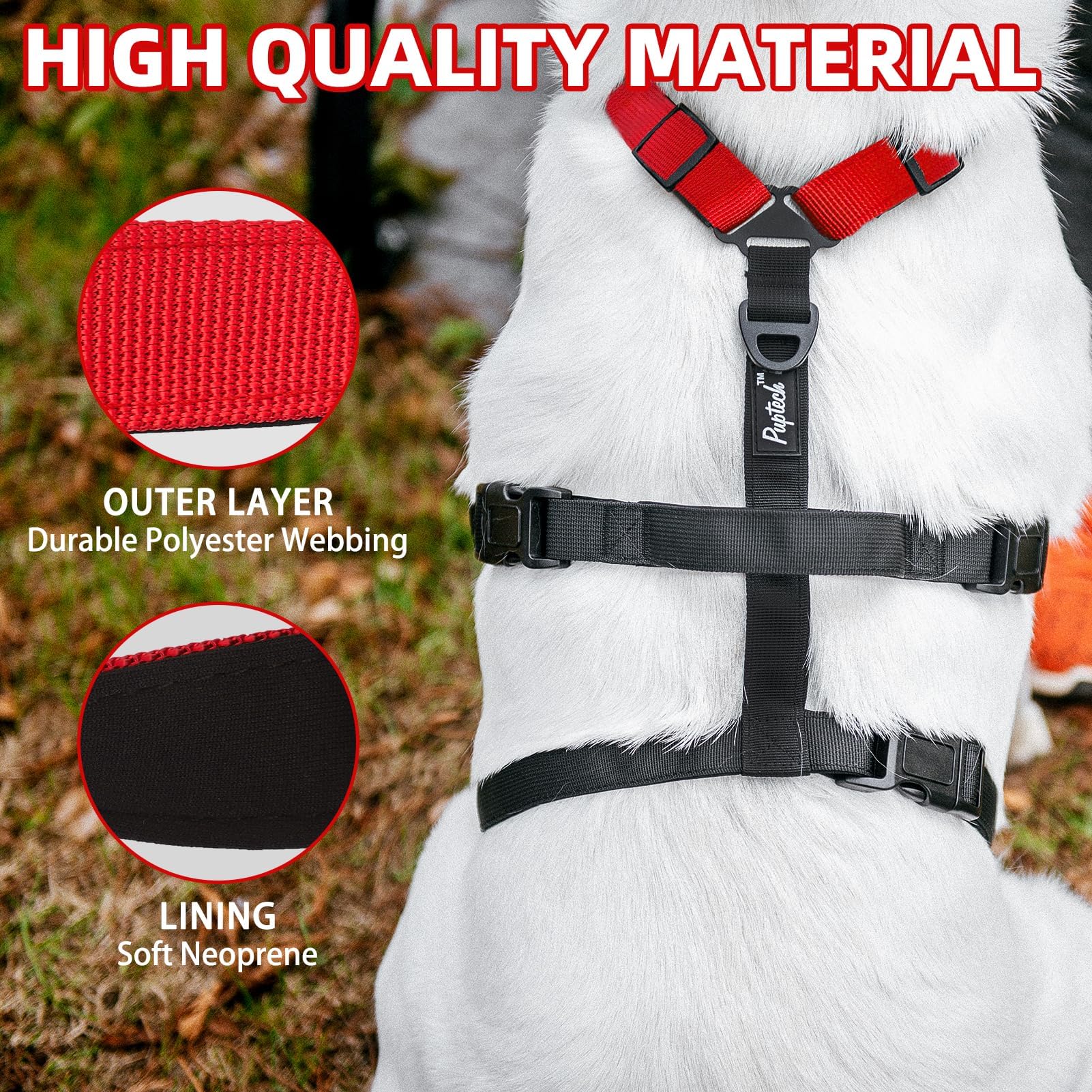 Snapklik.com : PUPTECK Escape Proof Dog Harness - No Pull Soft Padded ...