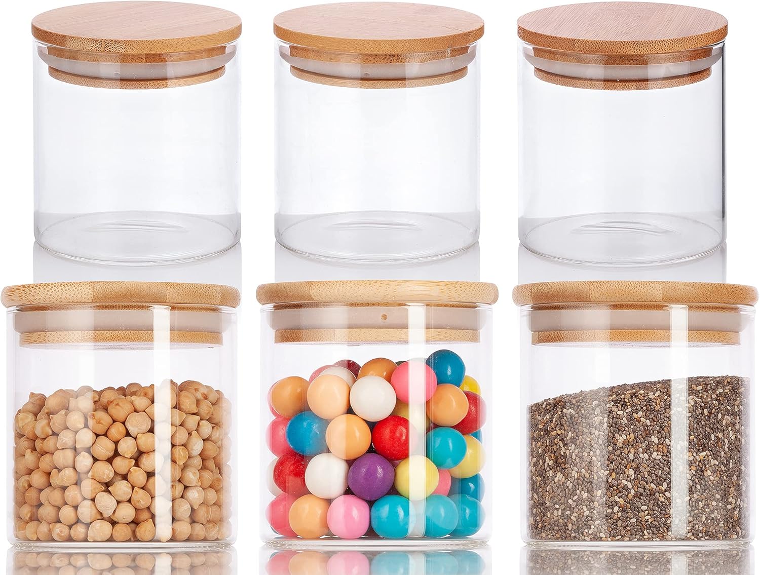 Amazon.com: JUVITUS 8 oz Clear Glass Borosilicate Jar with Wooden ...