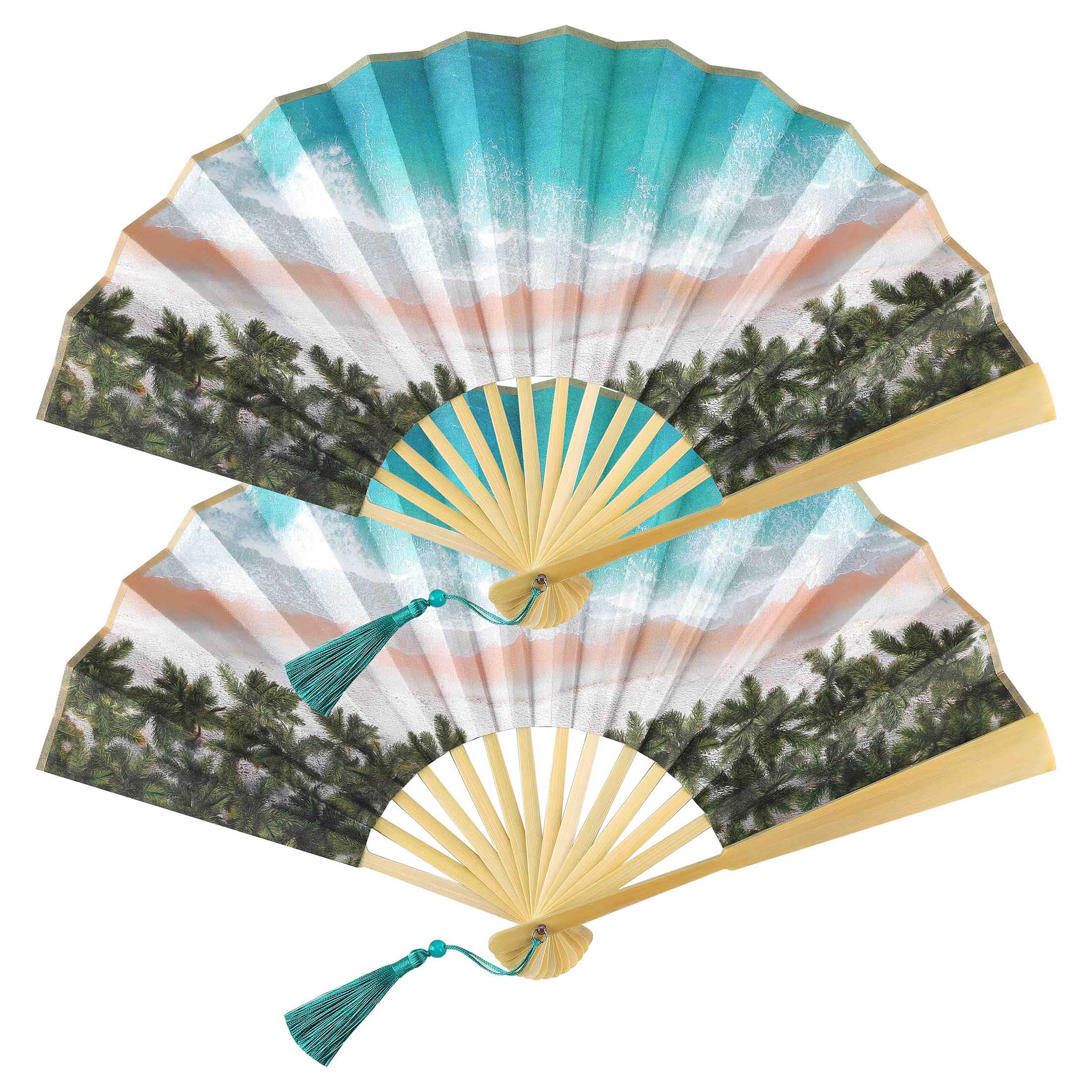 Palm Hand Fans Wedding Favor Toquilla Straw Hand Fan Natural Raffia