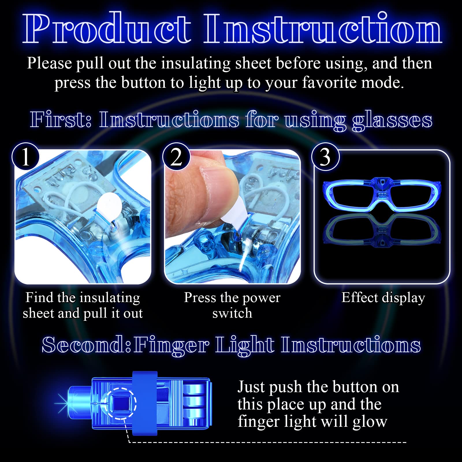 100 Pcs LED Light Up Toy Party Favors Glow in the Dark Party Supplies ...