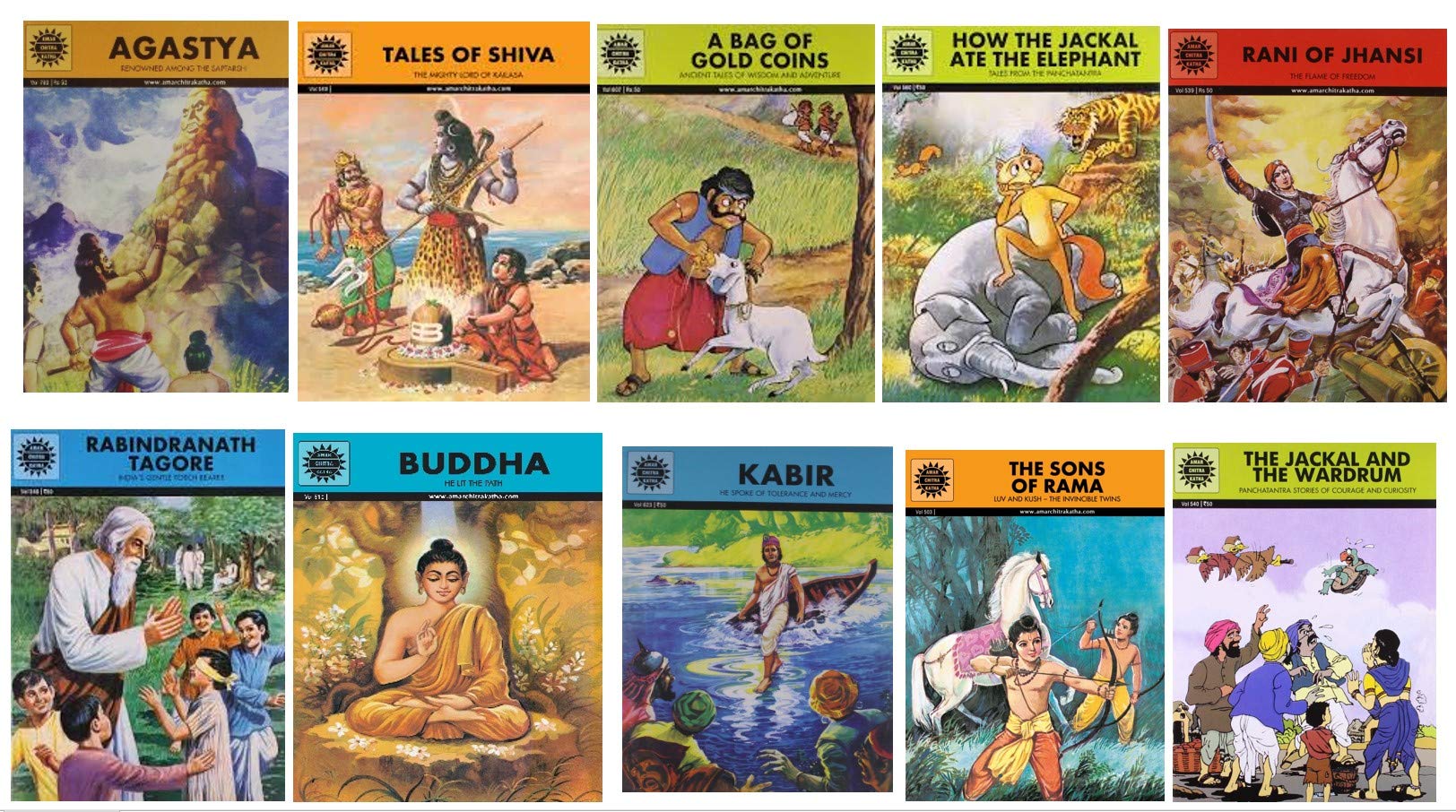 Amar Chitra Katha: Mixed Collection of 10 Books Across 5 Categories ...