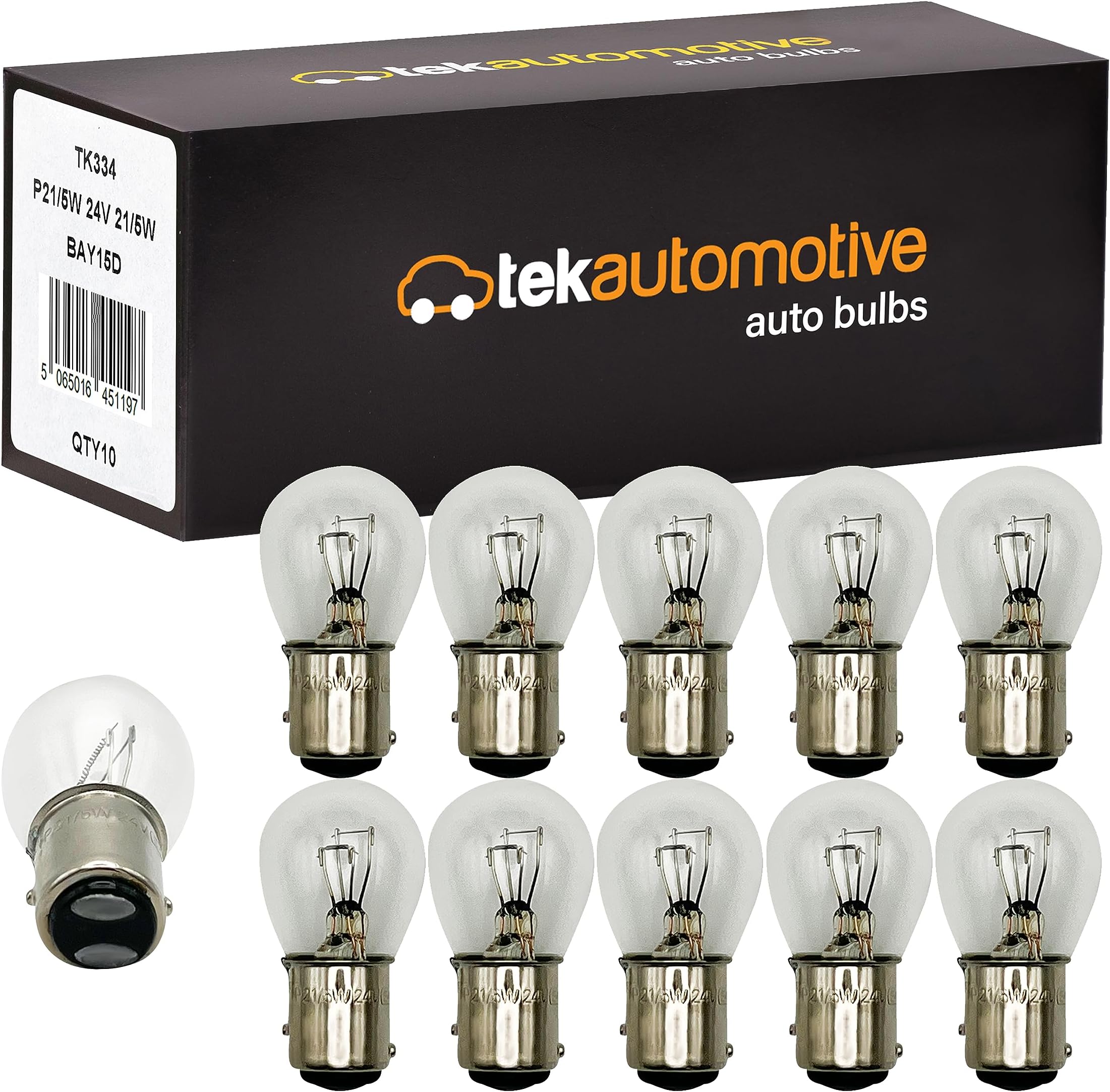Tek Automotive 334 P21/5W Bulb, 24v Bulbs for Lorry Truck, Brake Stop ...