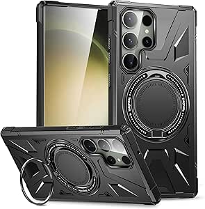 Amazon.com: Fudley Samsung Galaxy S24 Ultra Magnetic Case - 360 Rotatable Ring Stand, Military ...