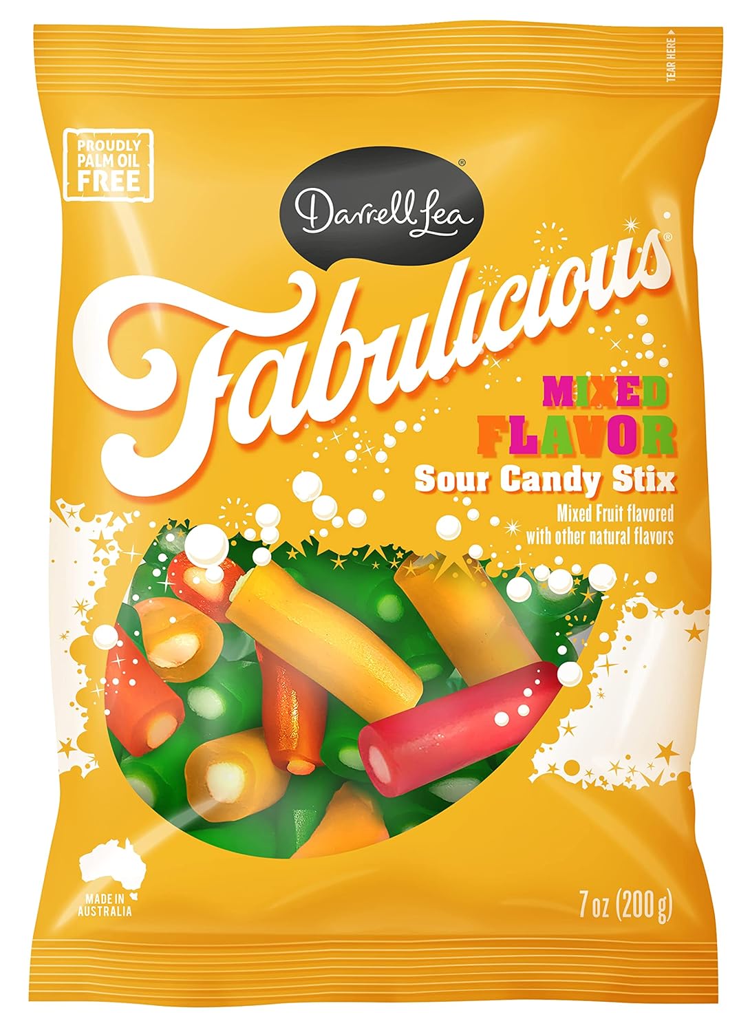 Amazon.com : Darrell Lea Fabulicious Sour Candy Stix, Soft and Tangy ...