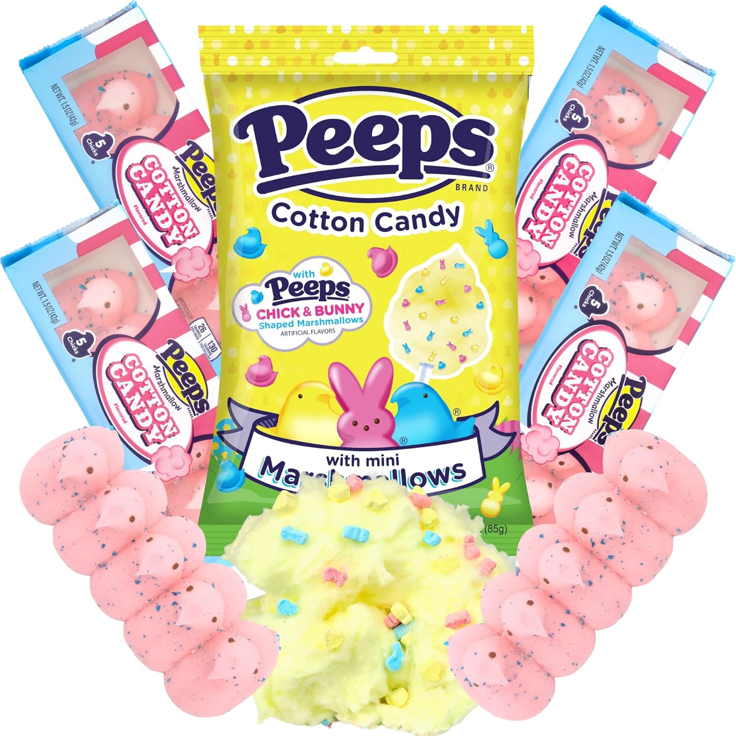 Amazon.com : Peeps Easter Cotton Candy Assortment, Marshmallow Chicks ...