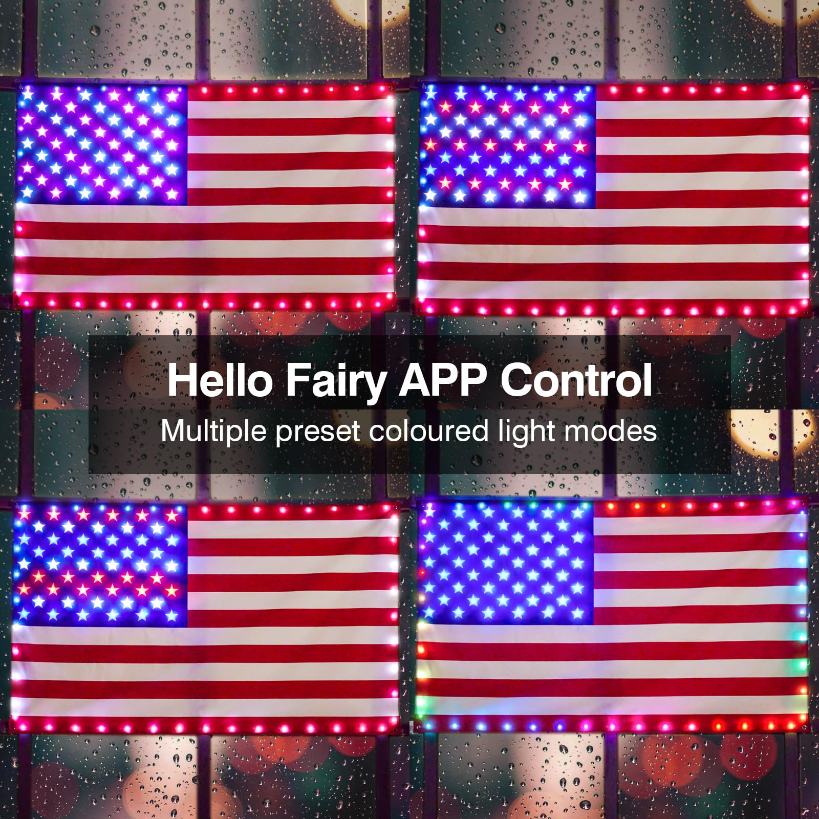 American Flag Light Show 10FT American Flag LED String Lights With