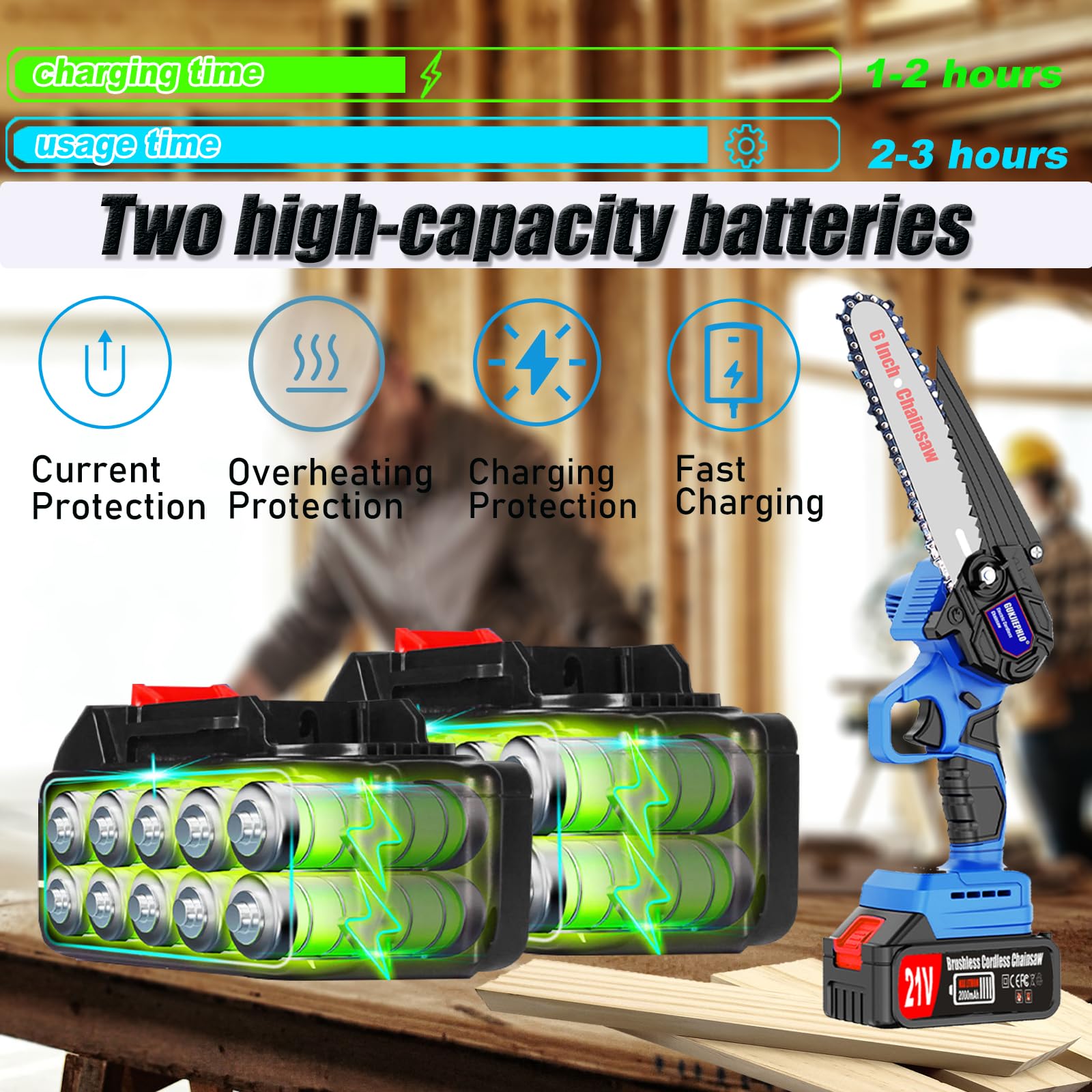 Snapklik.com : Mini Chainsaw Cordless, Portable 6 Inch Electric Chain ...