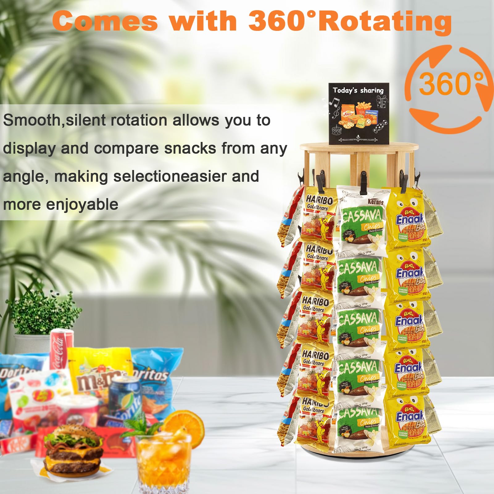 5 Tier Display Rack 5-Tier Rotating Chip Rack Display - 40 Clip Snack ...