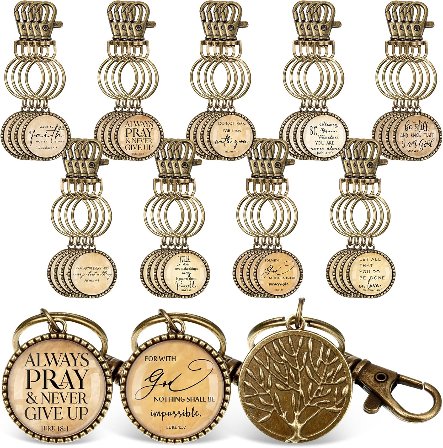 Amazon.com: Fumete 36 Pcs Christian Keychain Bulk Bible Verse Religious ...