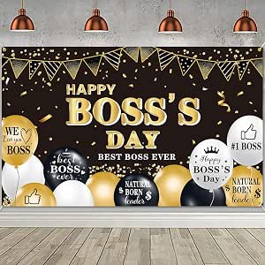Amazon.com : PTFNY Happy Boss's Day Backdrop Banner 71 x 43 Inch Boss's ...