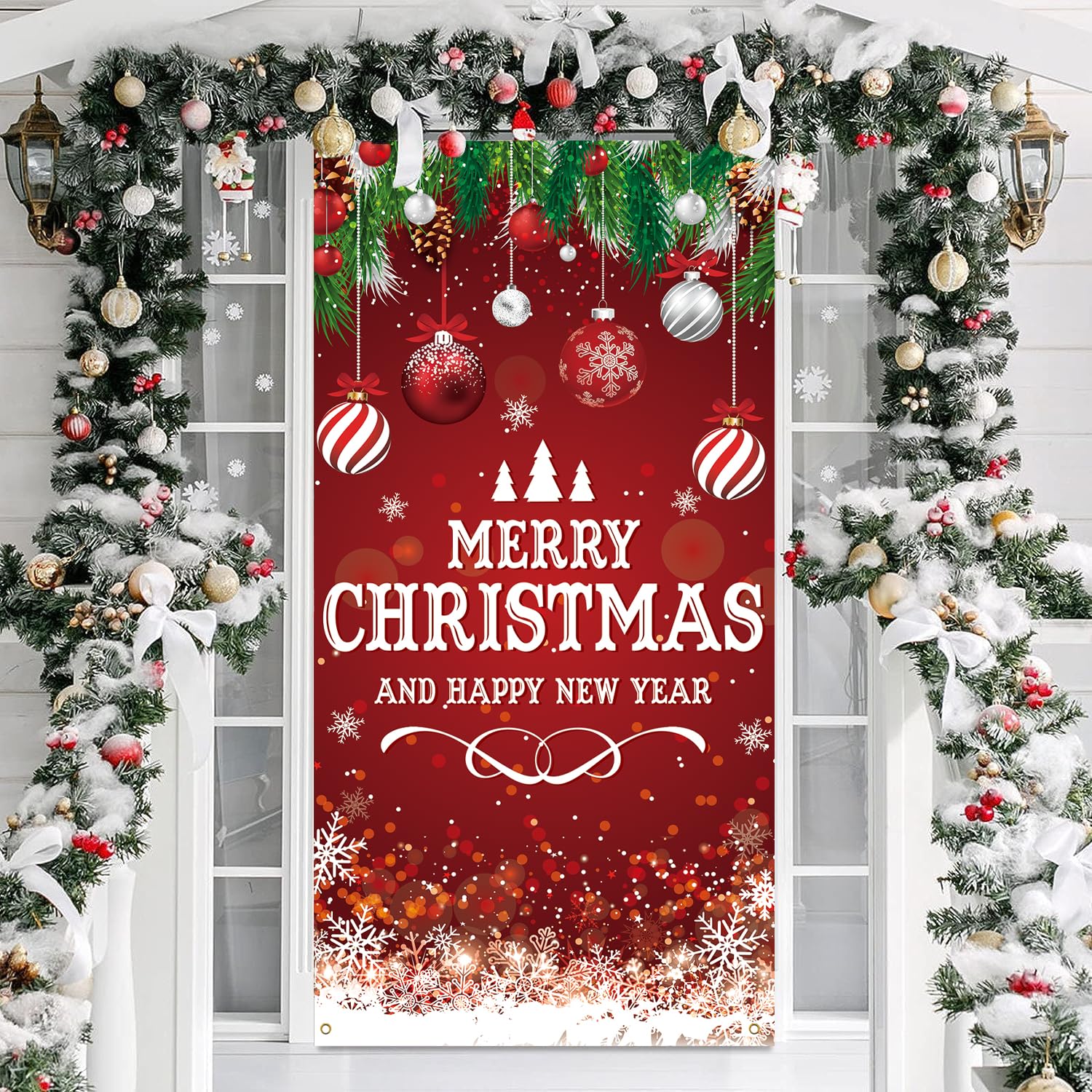 Amazon.com: Red Christmas Door Decorations Large Size Merry Christmas ...