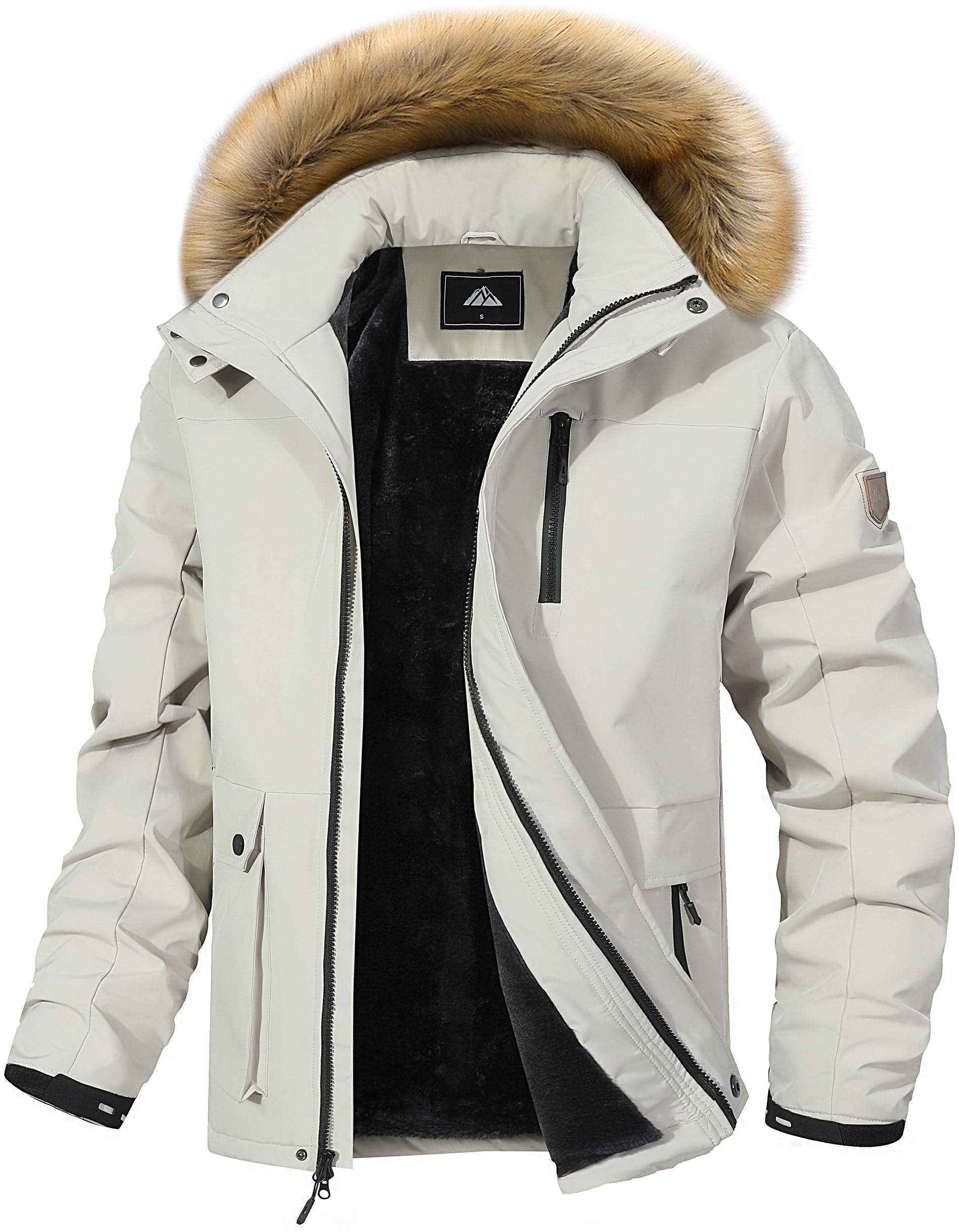 Buy Men's Winter Coat Waterproof Warm Ski Snow Jacket Fur Hooded Parka ...