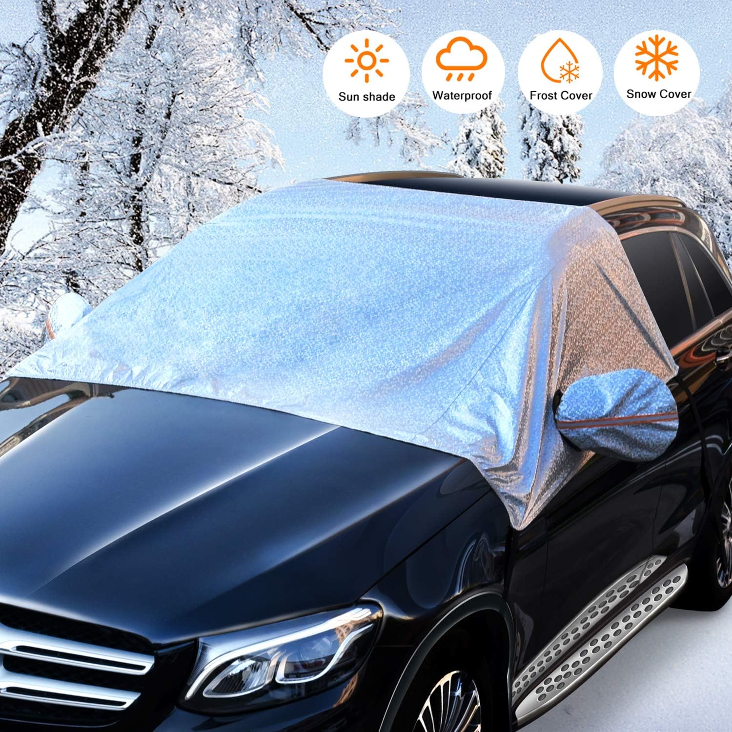 Amazon.com: Car Windshield Snow Cover, Universal Sunshade Kit with ...