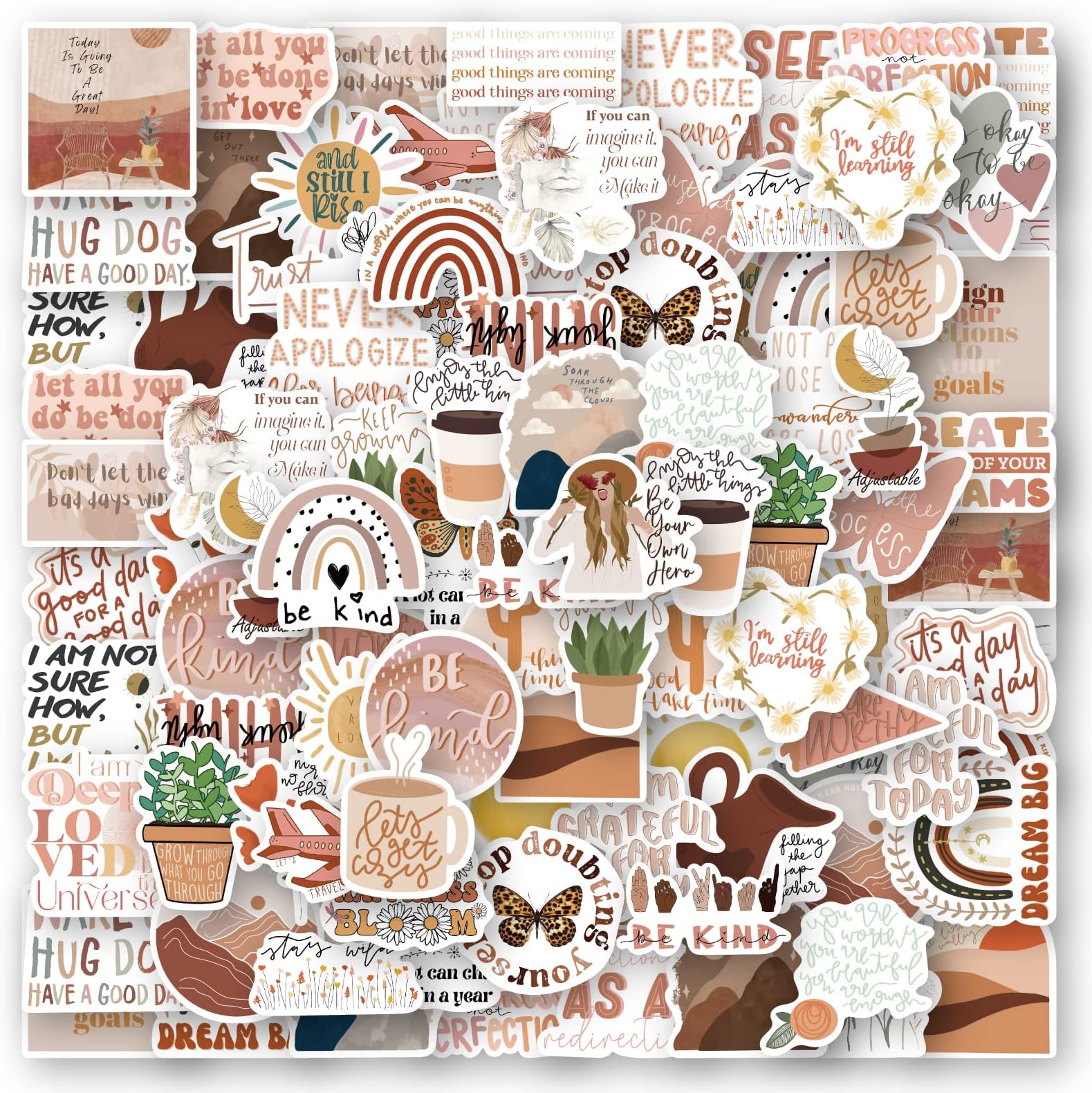 Amazon.com: Aiekule Boho Aesthetic Stickers-100 Pcs Modern Minimalist ...