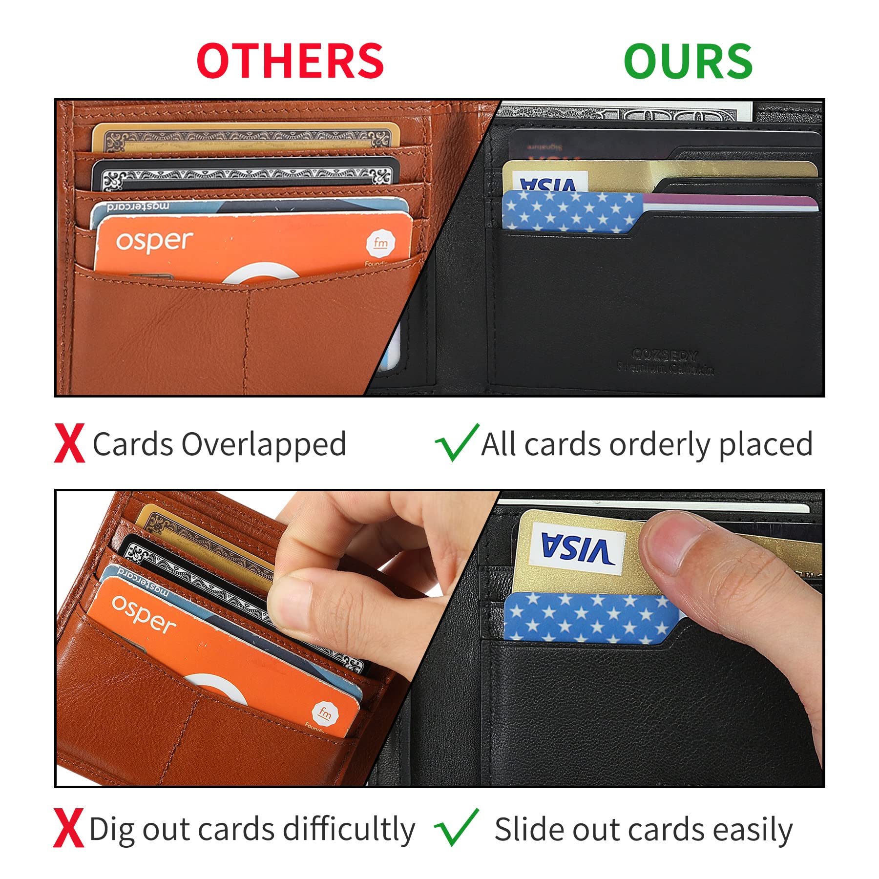 Calfskin Slim Wallets For Men RFID Blocking Leather Front Pocket Mens ...