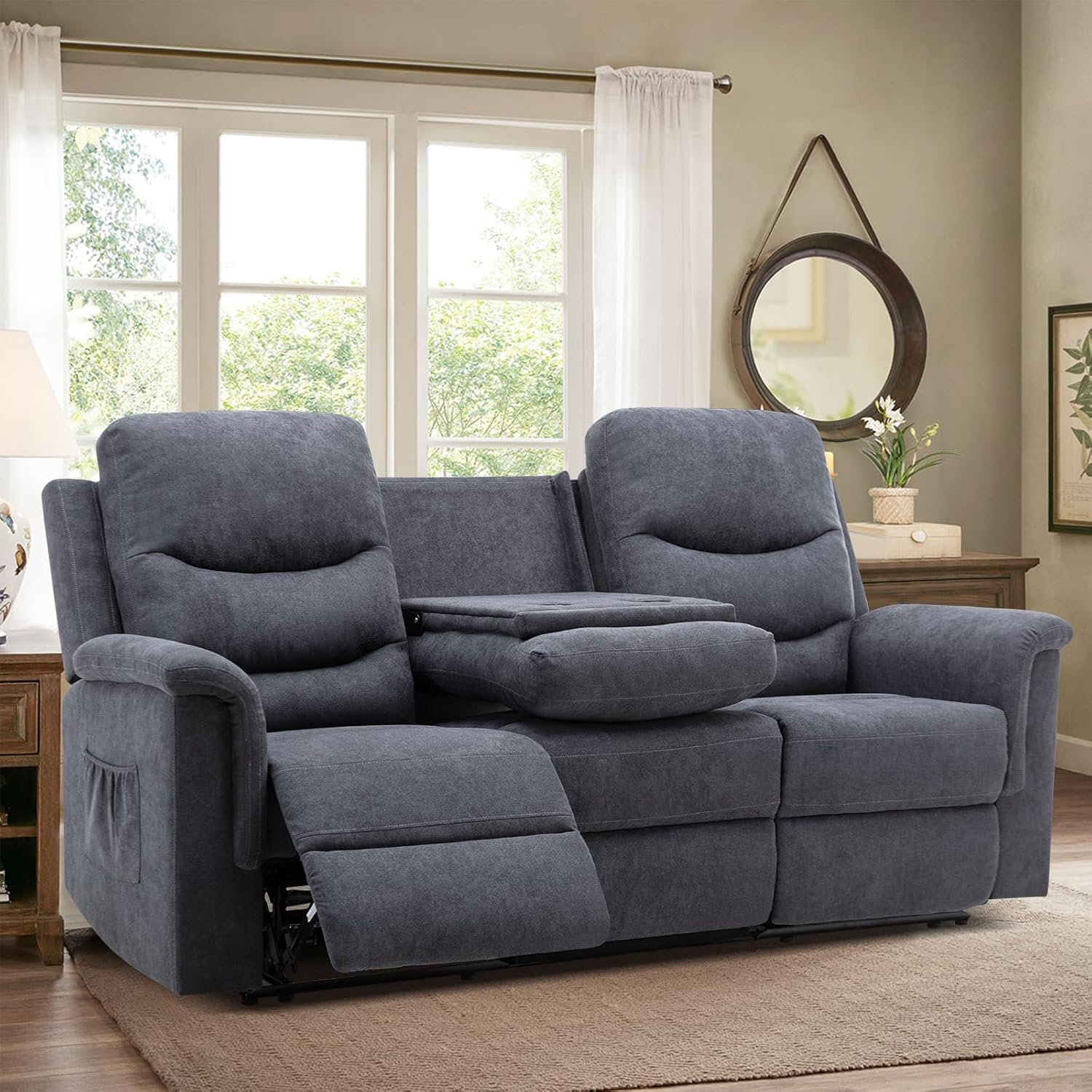 Amazon.com: Consofa Reclining Sofa, Recliner Sofa 3 Seater with Flipped ...