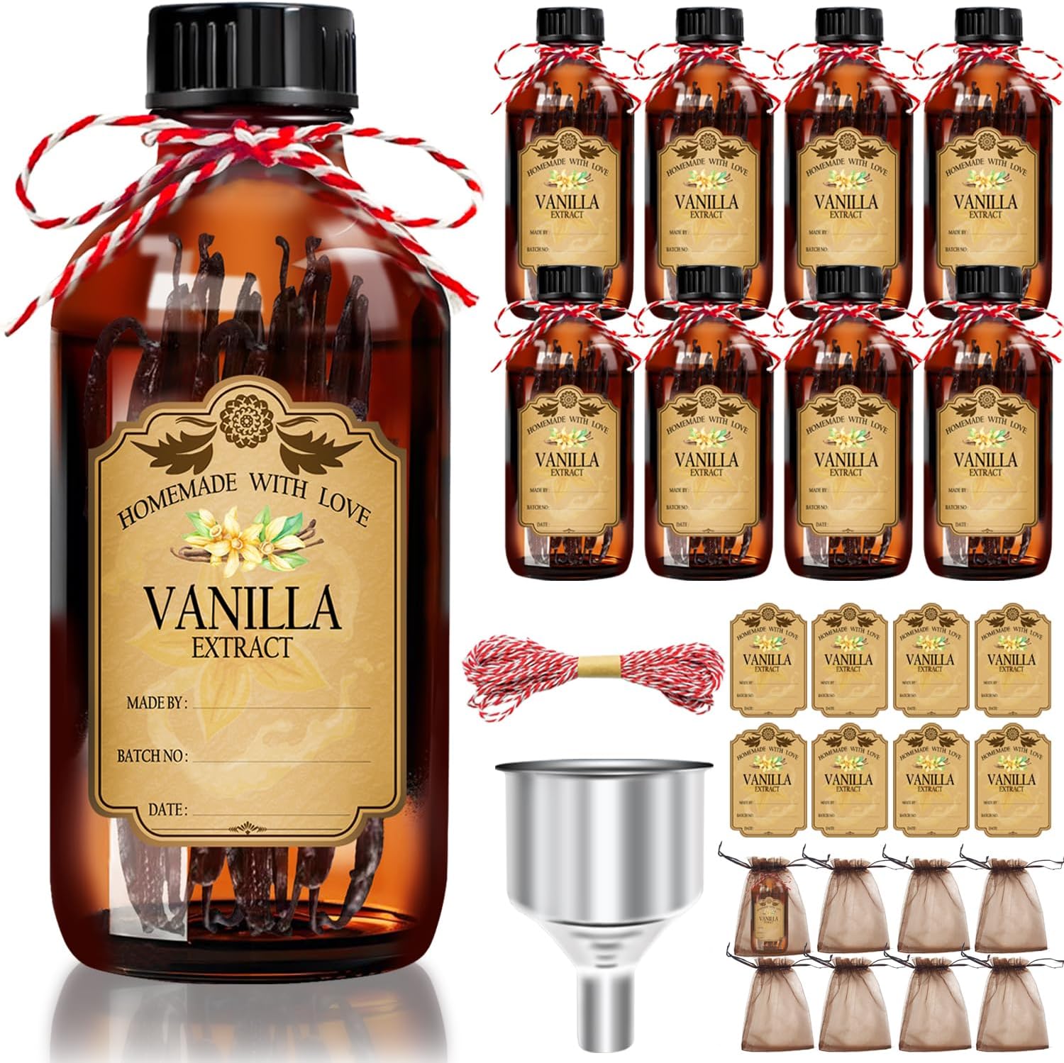 Amazon.com: 8 Pack 4 Ounce Boston Round Bottles with Caps Brown Vanilla ...