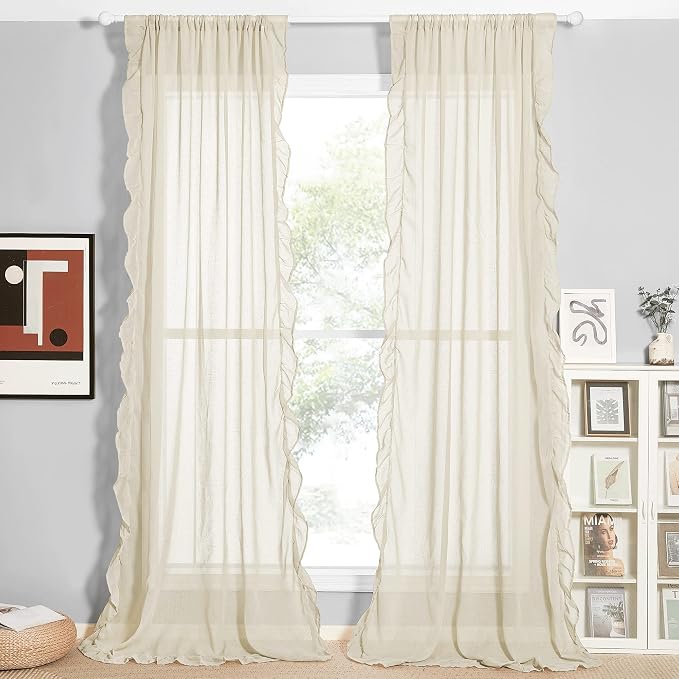 Amazon.com: KGORGE Beige Sheer Curtains 108 inches 2 Panels Set, Nature ...