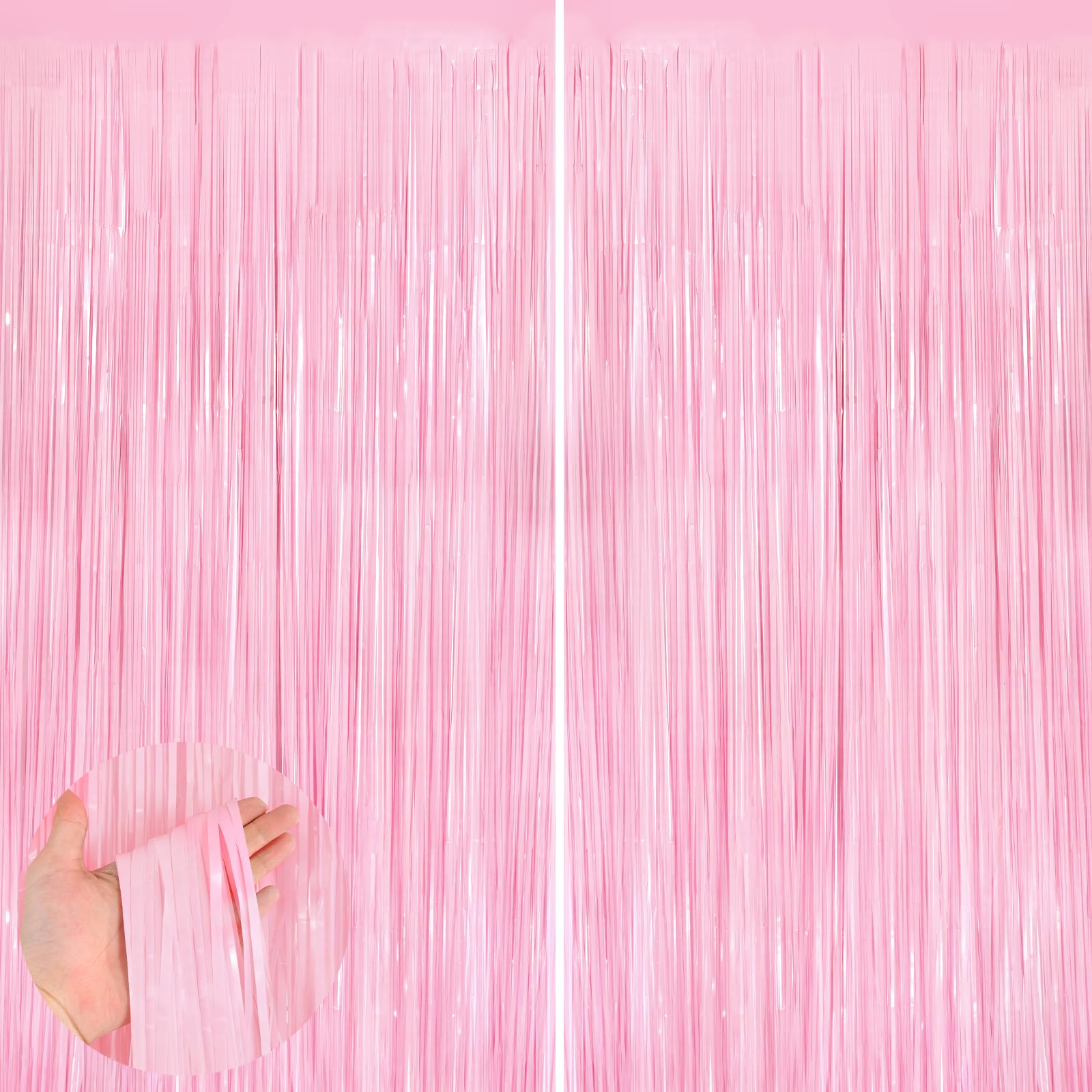 Amazon.com: Pastel Pink Party Streamers 2Pack 3.3 X 8.3ft Pink Metallic ...