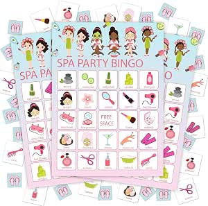 Amazon.com: Beauty Themed Bingo Game Cards, 24 Player Spa Party Bingo ...