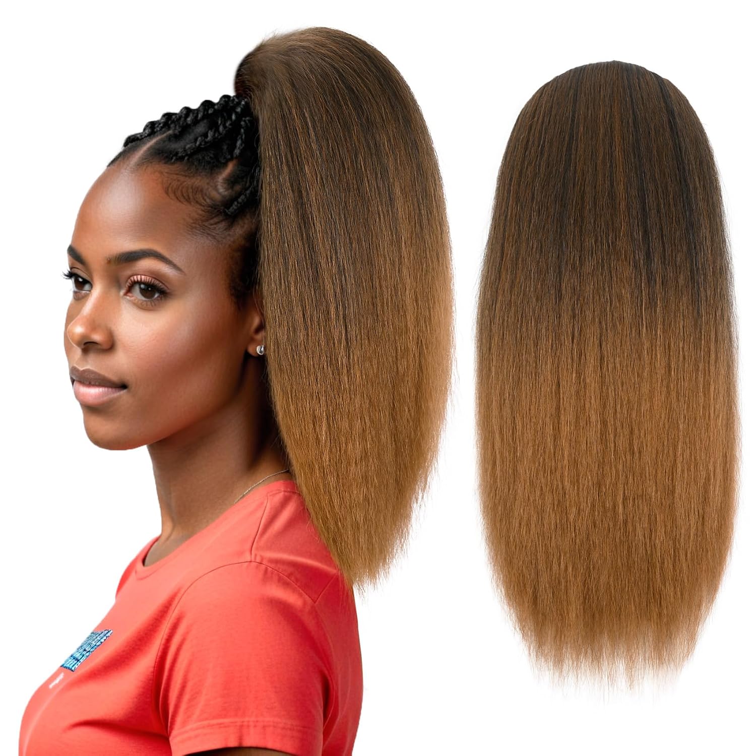 Amazon.com : UAmy hair Yaki Straight Drawstring Ponytail for Black ...