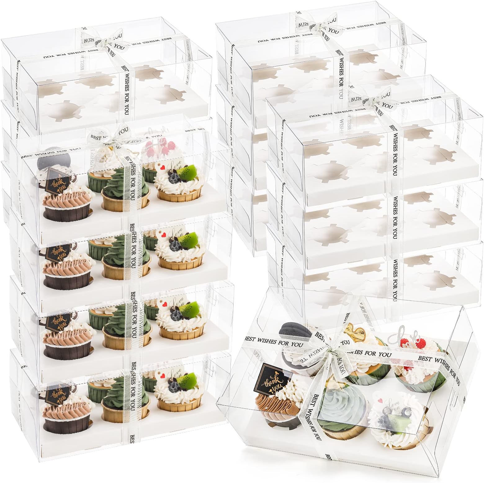 Amazon.com: Dandat 24 Pack Clear Cupcake Boxes 6 Count Plastic Cupcake ...