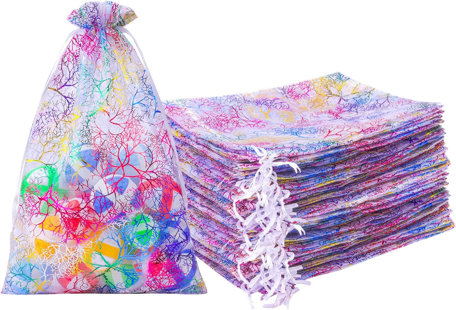 Amazon.com: ATCG 50pcs 8x12 Inches Large Sheer Organza Drawstring ...